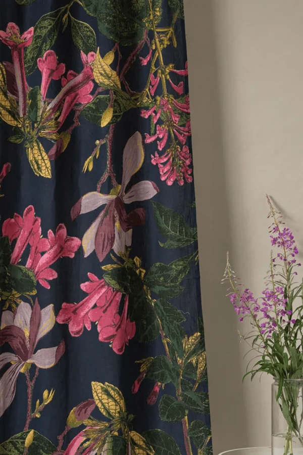 One Hundred Stars Kew Magnolia Blue Linen Panel - Gowns Kimono